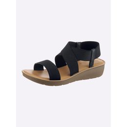 Casual Looks Damen Sandalette, Gr. 38, schwarz, Textil, Schuhe