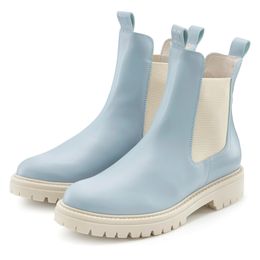 ELBSAND Damen Stiefelette "Schlupfstiefel, Bikerboots, Sommerstiefelette, Lederstiefelette", Gr. 43hellblau, Obermaterial: 100% Rindsleder.