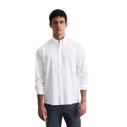 Marc O'Polo MARC O'POLO Herren Langarmhemd, wei&szlig;, Gr. M, Obermaterial: 100% Baumwolle, Hemden, regular fit aus Bio-Baumwolle, Button-down-Kragen, mit Struktur