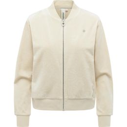 Ragwear Damen Sweatjacke "Doron Embossed"ecru, Gr. L, Material: 94% Polyester, 6% Elasthan, Sweatjacken, Kuschelige Alltagsjacke in Samt-Optik