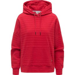 Ragwear Damen Kapuzenpullover "Pirita Crepe", rot, Gr. XL, Sweatware, Material: 65% Baumwolle, 27% Polyester, 6% Viskose, 2% Elasthan, Pullover,