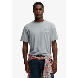 Superdry Herren Rundhalsshirt "ATH ESS TEE"washed denim, Gr. L, bedruckt, Single Jersey, Obermaterial: 100% Baumwolle, Shirts, Loose Fit, aus