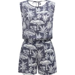 Ragwear Damen Jumpsuit "Zella", blau, Gr. XL, 100% Viskose, Overalls, schicker, kurzer Damen Overall mit floralem Print