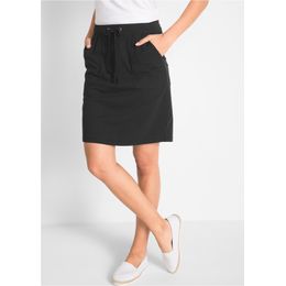 bonprix Damen Bleistiftrockschwarz, Gr. 48, Web, Obermaterial: 95% Baumwolle, 5% Elasthan, R&ouml;cke, aus weichem Sweatmaterial, mit Stretch-Anteil,