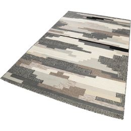 Wollteppich Esprit, B:80cm H:8mm L:150cm, grau, Wolle, Wohnzimmer, Teppiche, "Natham Kelim ESP-6012", reine Wolle, Wohnzimmer