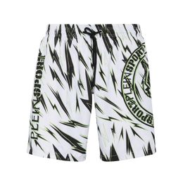 Plein Sport Herren Badeshorts "Tiger"0127, wei&szlig;, gr&uuml;nfluo, Gr. XXL, Obermaterial: 100% Polyester, Badehosen