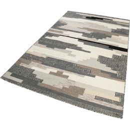 Wollteppich Esprit, B:160cm H:8mm L:230cm, grau, Wolle, Wohnzimmer, Teppiche, "Natham Kelim ESP-6012", reine Wolle, Wohnzimmer