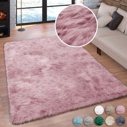 Hochflor-Teppich OTTO HOME, B:60cm H:60mm L:90cm, lila, Kunstfaser, Teppiche, "Valeria, Fellteppich, kuschelig, flauschig", Kunstfell, weiche