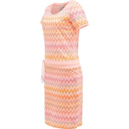 Ragwear Damen Minikleid "Baomi Print YOUMODO"pfirsich, Gr. M, Sweatware, Material: 100% Baumwolle, Kleider, Gemustertes kurzes Sommerkleid mit