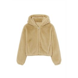 Urban Classics Damen Sweatjacke "Urban Classics Ladies Full Zip Faux Fur Hoodie", beige, Gr. M, unifarben, 100% Polyester, Sweatjacken