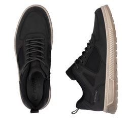 Rieker Herren Sneaker, Gr. 46schwarz, Nubuklederimitat, Textil, unifarben, Schuhe, Schn&uuml;rschuh, Halbschuh, Outdoorschuh mit gepolstertem Schaftrand