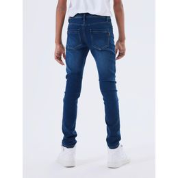 name it Kinder Slim-fit-Jeans "NKMSILAS XSLIM JEANS 2002-TX"dunkelblau denim, Gr. 134, unifarben, Denim/Jeans, Obermaterial: 71% Baumwolle, 27%