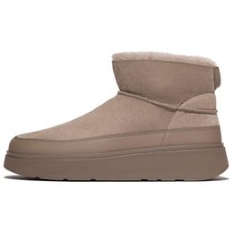 fitflop Damen Winterboots "GEN-FF", Gr. 40, beige, Veloursleder, Schuhe, Snowboots, Schlupfboots mit Plateau