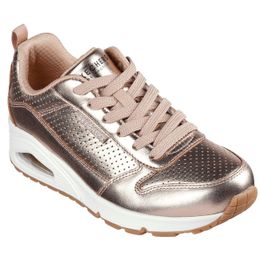 Skechers Damen Sneaker "Uno - Metallixs", Gr. 40, rosa, Leder, metallic, Schuhe, Keilsneaker, Plateausneaker, Schn&uuml;rschuh mit Skech-Air