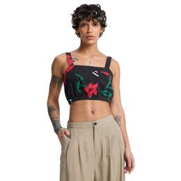 Quiksilver Damen Crop-Top "Palma"schwarz street floral 64, Gr. L, Obermaterial: 55% Baumwolle, 45% Hanf., Tops