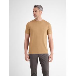 Lerros Herren Rundhalsshirtlight coffee, Gr. S, unifarben, Single Jersey, Obermaterial: 100% Baumwolle, Shirts, mit Logo Stickerei