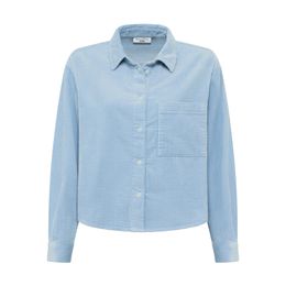 Marc O'Polo Damen Langarmbluse, blau, Gr. M, MARC O'POLO DENIM, Cord, Obermaterial: 100% Baumwolle, Blusen, Cordbluse loose fit mit l&auml;ssiger Bubble-Struktur