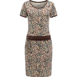 Ragwear Damen Minikleid "Baomi Zoo YOUMODO", braun, Gr. XL, Material: 100% Baumwolle, Kleider, Gemustertes Damen Sommerkleid