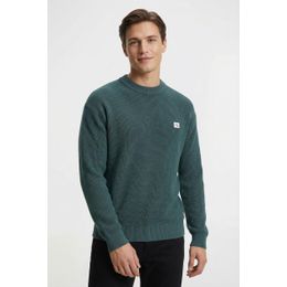 Herren Rundhalspullover "LS EZ COTTON WAFFLE CRWNK SWTR 9", gr&uuml;n, Gr. L, Calvin Klein Jeans, Web, Obermaterial: 100% Baumwolle, Pullover,