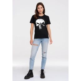 logoshirt Damen T-Shirt "Marvel - Punisher TV Skull", schwarz, Gr. XS, bedruckt, 100% Baumwolle, Shirts, mit lizenziertem Print