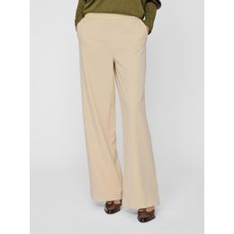 Vila Damen Anzughose "VIVARONE HW WIDE PANT - NOOS"sandshell, Gr. 44, unifarben, Milano Rib, Obermaterial: 66% Polyester, 28% Viskose, 6% Elasthan,