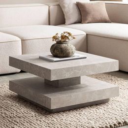 Pharao24.de Wohnzimmertisch Designercouchtisch in Beigegrau und quadratischer Form