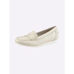 Casual Looks Damen Slipper, Gr. 38, beige, Glattleder, Leder, Schuhe