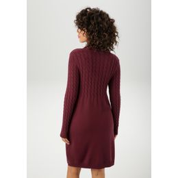 Aniston CASUAL Damen Strickkleid, rot, Gr. 46, unifarben, Feinstrick, Obermaterial: 50% Viskose, 28% Polyester, 22% Polyamid, Kleider, mit Zopfmuster