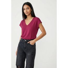 V&eacute;ro Moda VERO MODA Damen Blusenshirt "VMIBILSA S/S V-NECK TOP JRS BTQ"jazzy, Gr. S, unifarben, Jersey, Obermaterial: 64% Viskose, 36% Polyester, Shirts, mit