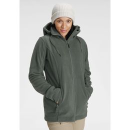 Polarino Damen Fleecejacke "Gro&szlig;e Gr&ouml;&szlig;en", gr&uuml;n, Gr. 40, unifarben, Fleece, Obermaterial: 100% Polyester, Jacken, mit Kapuze, h&uuml;ftbedeckende L&auml;nge,