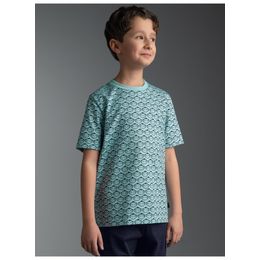 TRIGEMA M&auml;dchen T-Shirt "TRIGEMA T Shirt mit Allover-Muster "&Auml;ffchen""gletscher, Gr. 140, Single Jersey, 100% Baumwolle, Shirts