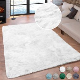 Hochflor-Teppich OTTO HOME, B:60cm H:60mm L:90cm, wei&szlig;, Kunstfaser, Teppiche, "Valeria, Fellteppich, kuschelig, flauschig", Kunstfell, weiche