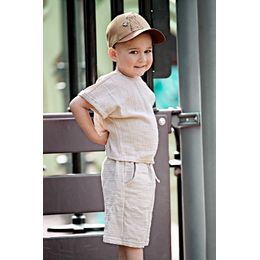 MaxiMo Kinder Shortsbeigemeliert, Gr. 134, Web, Obermaterial: 100% Baumwolle, Hosen, Seitentaschen, B&auml;ndchen, Unisex