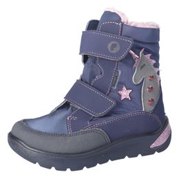 Ricosta Damen Winterstiefel "Annika WMS: normal", Gr. 30, blau, Lederimitat, Nylon, Glitzer, Schuhe, Blinkschuh mit Warmfutter, Gr&ouml;&szlig;enschablone zum