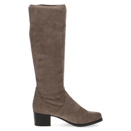 Caprice Damen Stiefel, Gr. 38, grau, Textil, Schuhe, Blockabsatz, Schlupfstiefel mit Stretch-XS-Schaft in schmaler Form