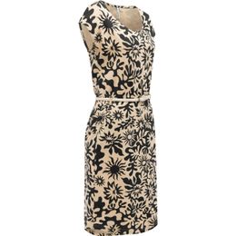 Ragwear Damen Shirtkleid "Lilithe YOUMODO"sand, Gr. XL, Obermaterial: 50% Baumwolle, 50% Modal, Kleider, Sommerkleid mit Alloverprint und Flechtg&uuml;rtel