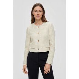 Damen Boucl&egrave;jacke, beige, Gr. 40, s.Oliver BLACK LABEL, kariert, meliert, Boucl&eacute;, Obermaterial: 66% Polyester, 30% Baumwolle, 2% Elasthan, 2%