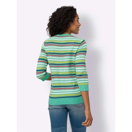 Classic Basics Damen Ajourpullover "Ajour-Pullover", blau, Gr. 54, gemustert, gestreift, 100% Polyacryl, Pullover