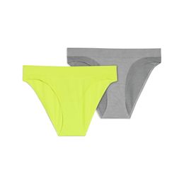 Puma Damen Slip "Puma Slips (2er-Pack) Damen", Gr. Lmiddle grau melange gray, 52% Polyester, 39% Polyamid, 9% Elasthan, Unterhosen