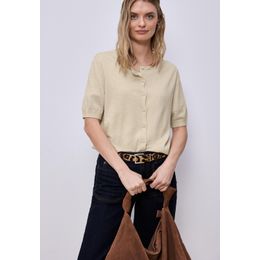 Street One Damen Cardigan, beige, Gr. 38, unifarben, Strick, Obermaterial: 60% Viskose, 40% Baumwolle, Strickjacken, Kurzarm-Cardigan mit Rundhals