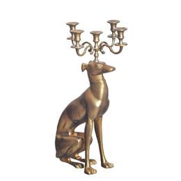 Pharao24.de Figurenleuchter Hundeleuchter in Goldfarben im Vintage Look