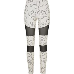 Urban Classics Damen Leggings "Urban Classics Damen Ladies Tech Mesh AOP Leggings", wei&szlig;, Gr. XXL, 77% Polyester, 23% Elasthan, Hosen