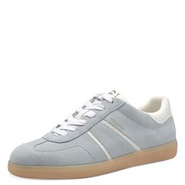 Tamaris Damen Plateausneaker, Gr. 40, grau, Lederimitat, Veloursleder, unifarben mit Farbeinsatz, Schuhe, Freizeitschuh, Halbschuh, Schn&uuml;rschuh mit