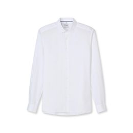 OLYMP Herren Businesshemd "OLYMP Level Five garment washed, Body Fit, Kent"wei&szlig;, Gr. 41, 57% Leinen, 43% Baumwolle, Hemden