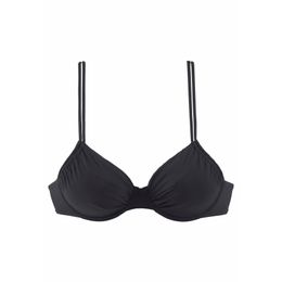 Buffalo Damen B&uuml;gel-Bikini-Top "Happy", schwarz, Gr. 44, unifarben, Microfaser, Polyamid, Bikini-Oberteile, seitlich zu raffen