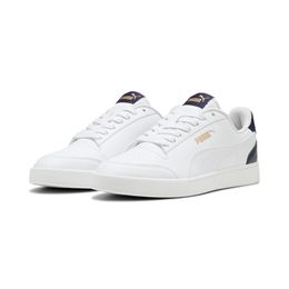 Puma Damen Sneaker "SHUFFLE", Gr. 42,5Puma wei&szlig;, Puma wei&szlig;, peacoat, Puma team gold, Synthetik, Schuhe, mit perforiertem Obermaterial, atmungsaktiv,