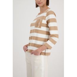 monari Damen Sweatshirt "Sweatshirt Ringel + Schmuck", beige, Gr. 46, gemustert, gestreift, mehrfarbig, Web, Obermaterial: 80% Viskose, 15%