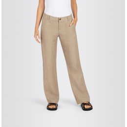 MAC Damen Leinenhose "NORA", beige, Gr. 44, Web, Obermaterial: 100% Leinen, Hosen, Sommerhose in verk&uuml;rzter L&auml;nge, temperaturausgleichend