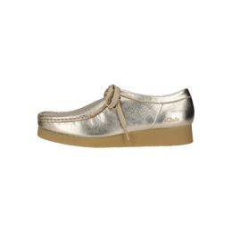 Clarks Damen Schn&uuml;rschuh "Wallabee EVO", Gr. 35,5goldfarben, Leder, Schuhe, mit Krepp-Effekt an der Sohle