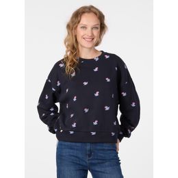 Ragwear Damen Sweatshirt "WUSS SHELLS"navy, Gr. XS, bedruckt, Sweatware, Obermaterial: 70% Baumwolle, 30% Polyester, Sweatshirts, Elastische